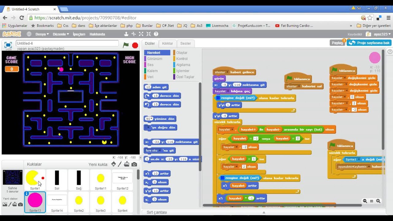 Scratch Dersleri | Pacman Oyunu - 4 - YouTube