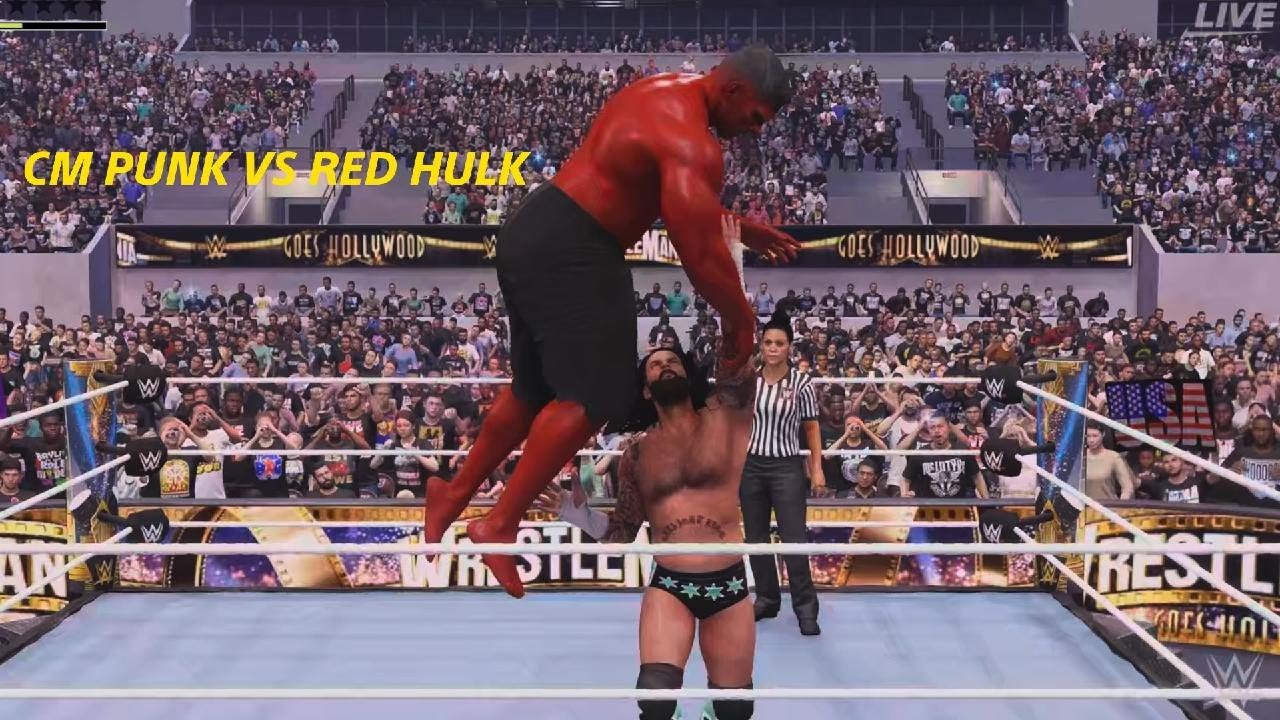WWE 2K24 CM punk vs Red Hulk - YouTube