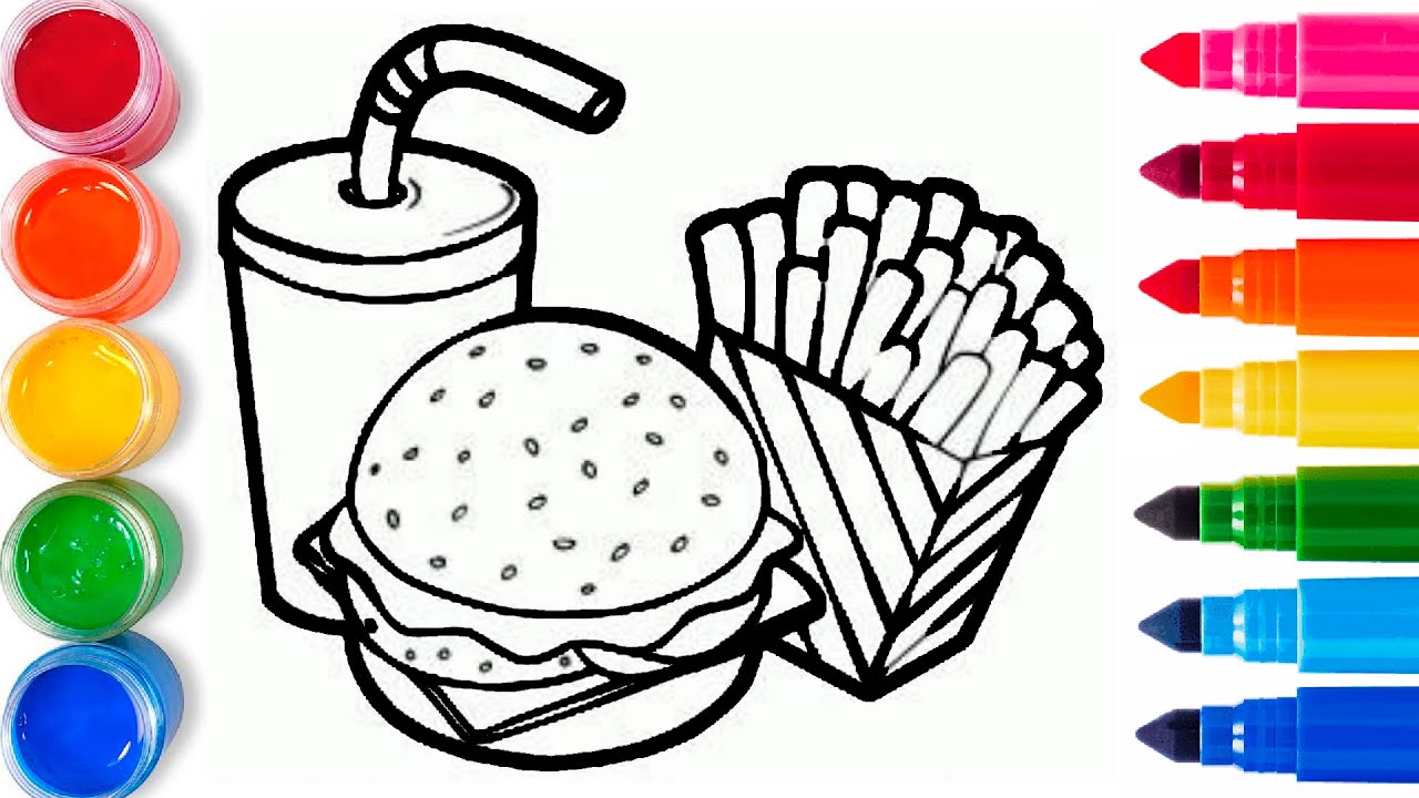 How to Draw FAST FOOD? Easy drawing for kids | Comment dessiner FAST ...