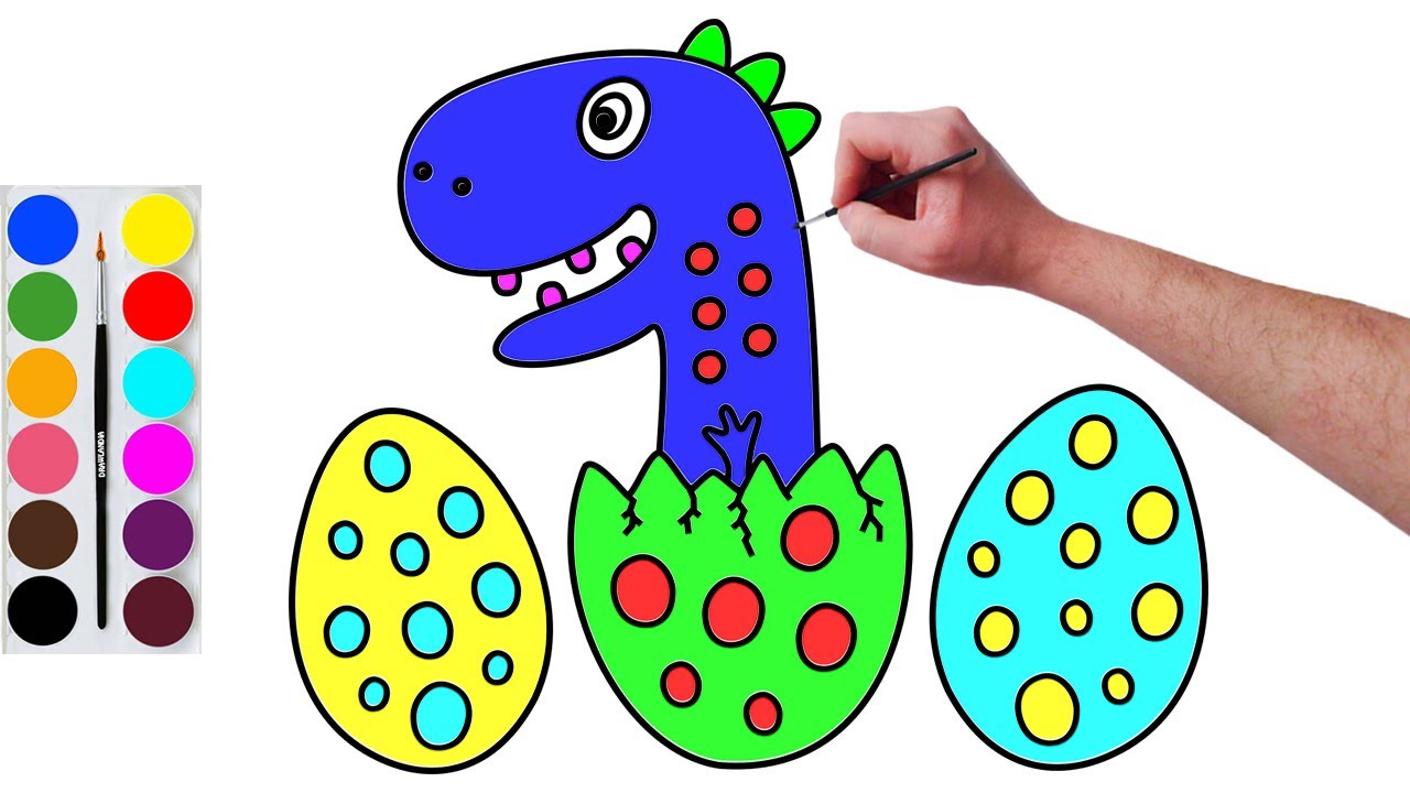 How To Draw A Baby Dinosaur Hatching From An Egg & Drawing for Kid ...