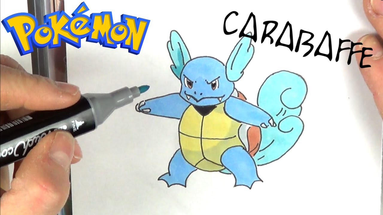 COMMENT DESSINER ET COLORIER LE POKEMON CARABAFFE EVOLUTION DE CARAPUCE ...