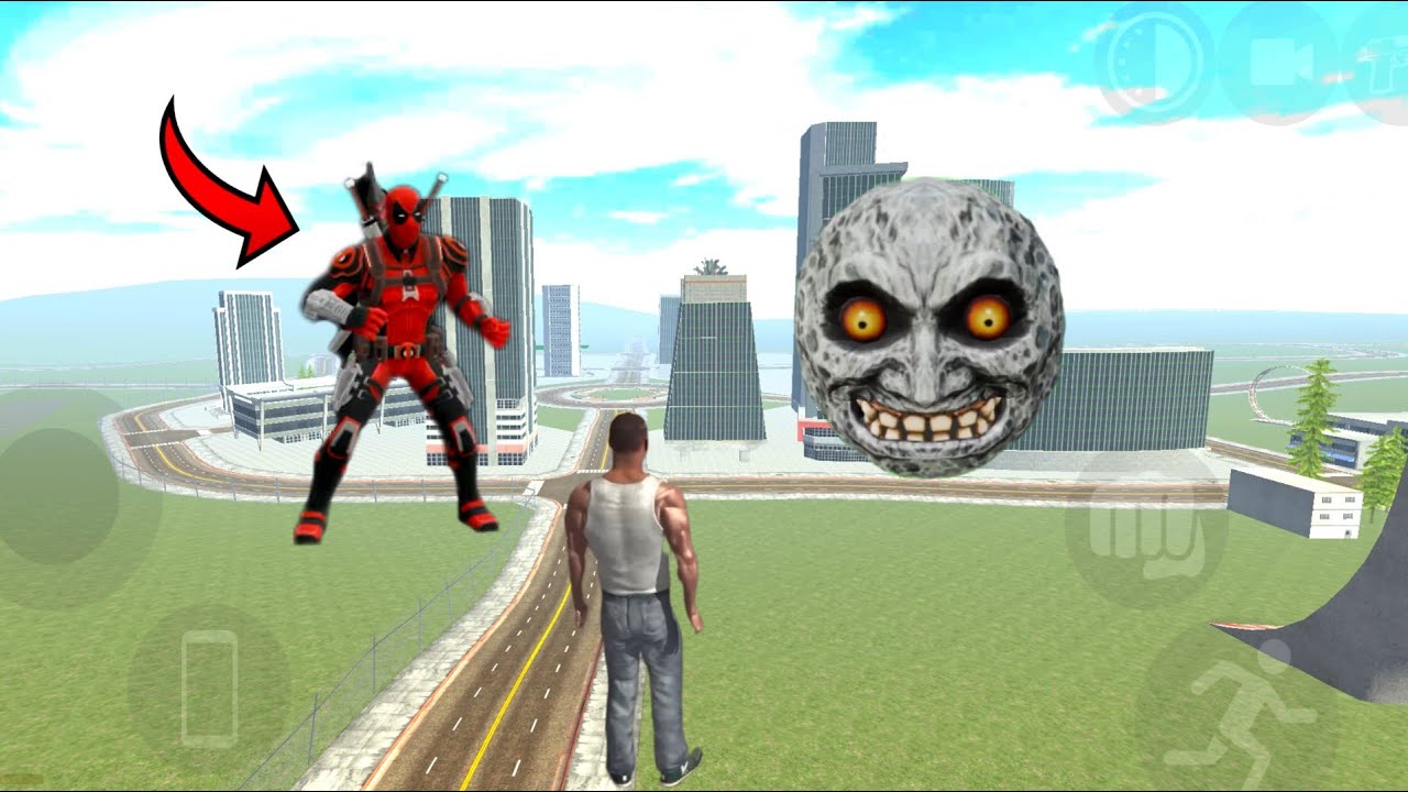 giant mask moon vs giant deadpool - INDIAN BIKES DRIVING 3D - YouTube
