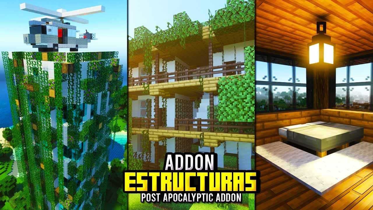 ADDON de ESTRUCTURAS de APOCALIPSIS ZOMBIE para MINECRAFT PE 1.19 * Post Apocalyptic addon - YouTube