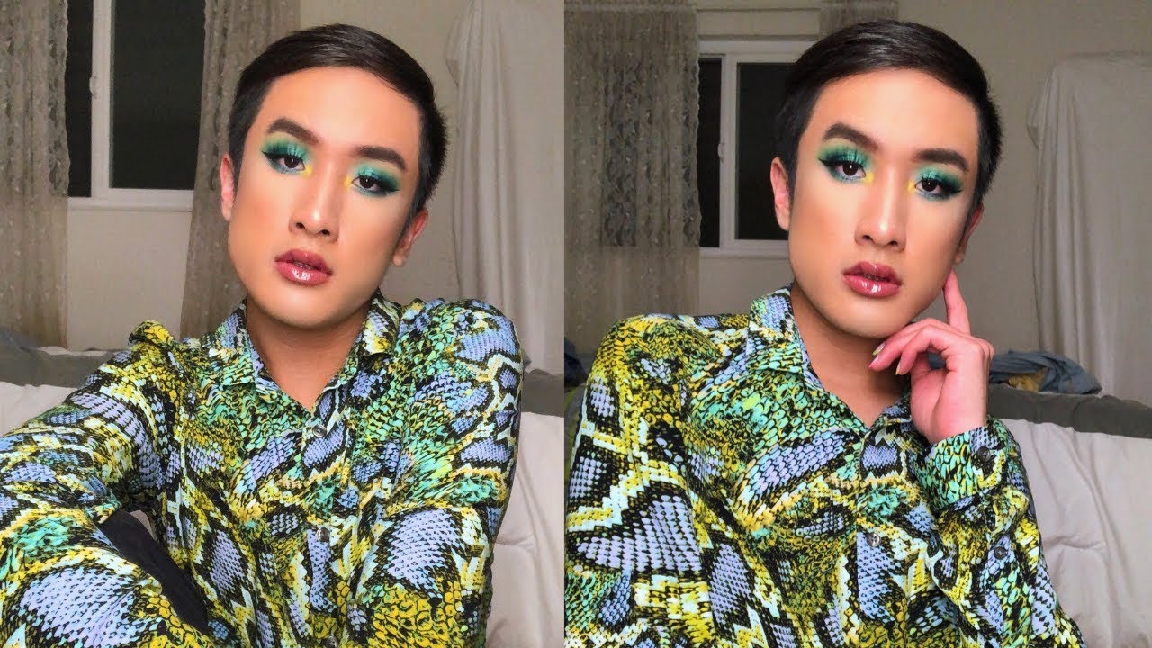 BLUE GREEN MAKEUP LOOK | Dylan Nguyen - YouTube