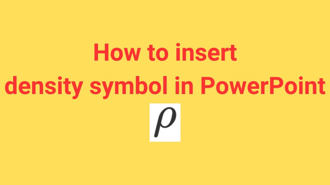 How to insert density symbol in PowerPoint - YouTube