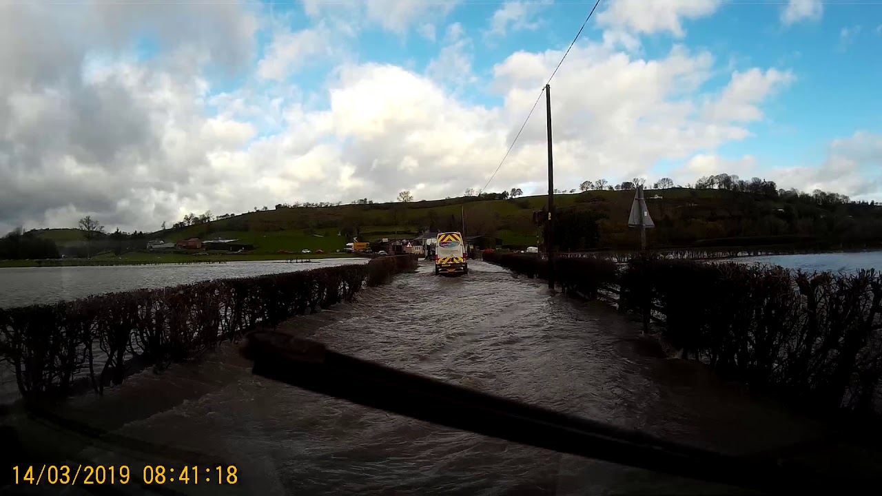 Flooding on the A458 at Llangyniew Powys 14th March 2019 HD Dash cam ...