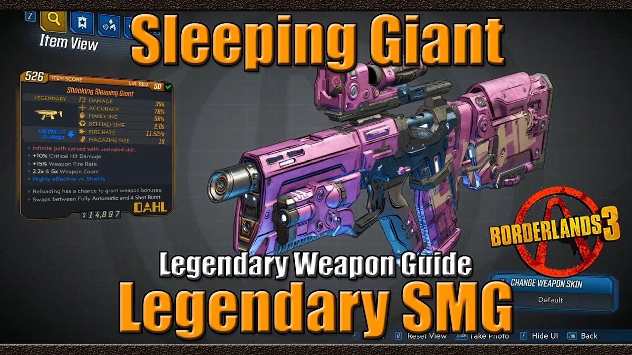 Borderlands 3 | Sleeping Giant | Legendary SMG | Legendary Weapon Guide ...