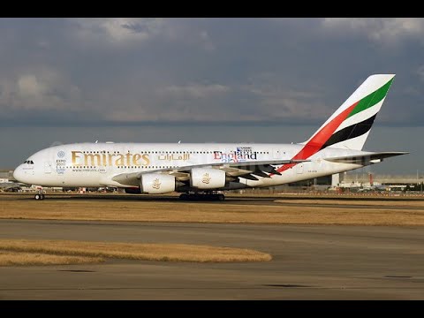 Emirates A380 A6-EDW departing from Kuwait City EK858 - YouTube