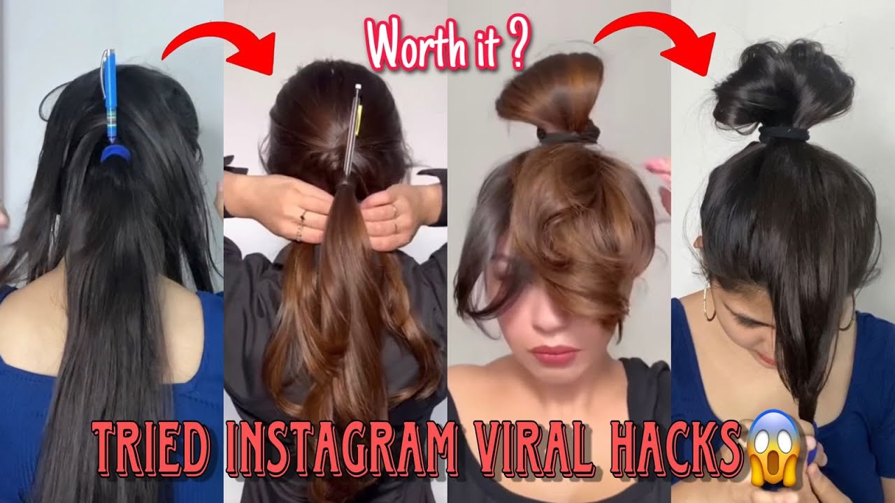 Tried Instagram Viral Hairstyle Hacks| Quick hairstyle Viral Hacks ...