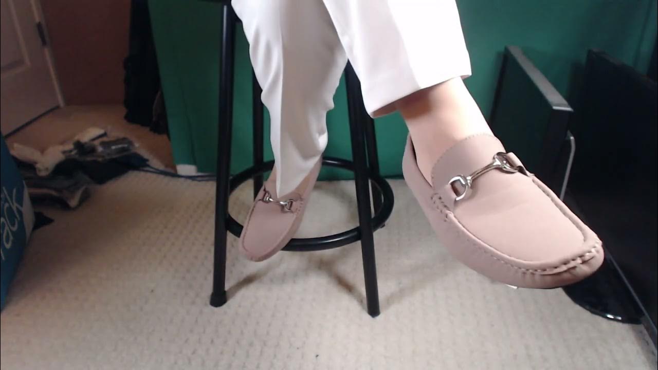 Shoeplay With Taupe Nylons And Light Grey Driver Loafers Youtube