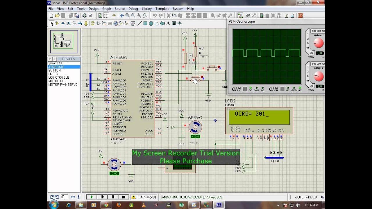 servo motor interface to atmega16/32 proteus simulation - YouTube