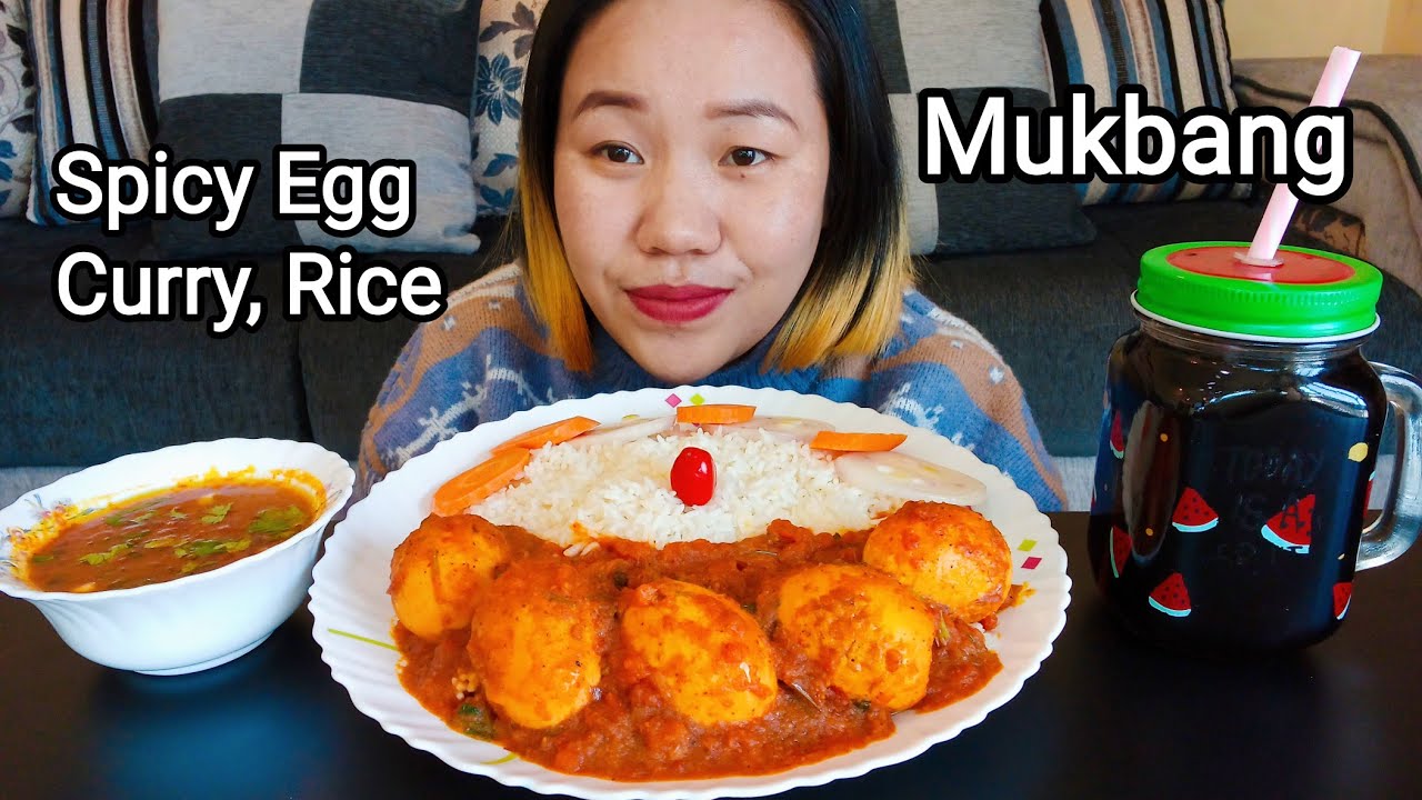 Spicy Egg Curry with Rice Mukbang ||Nepali Mukbang|| Hari Karuna - YouTube