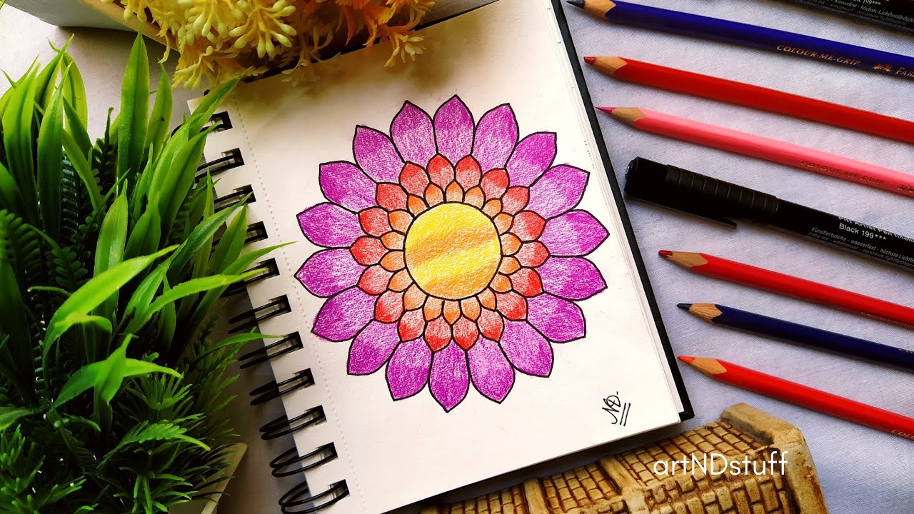 30 Days Mandala Art Challenge - DAY 1 - How to Draw Pencil Colour ...