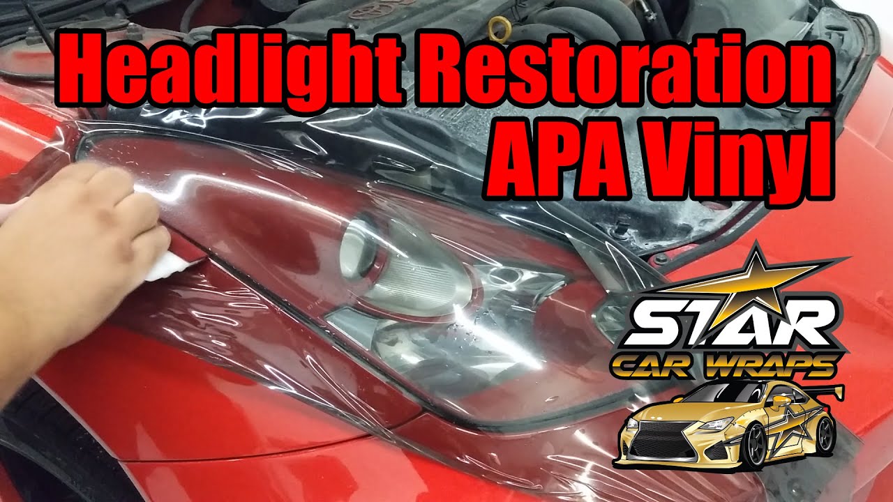 Headlight restoration on a Celica with APA cast vinyl by Star Car Wraps ...