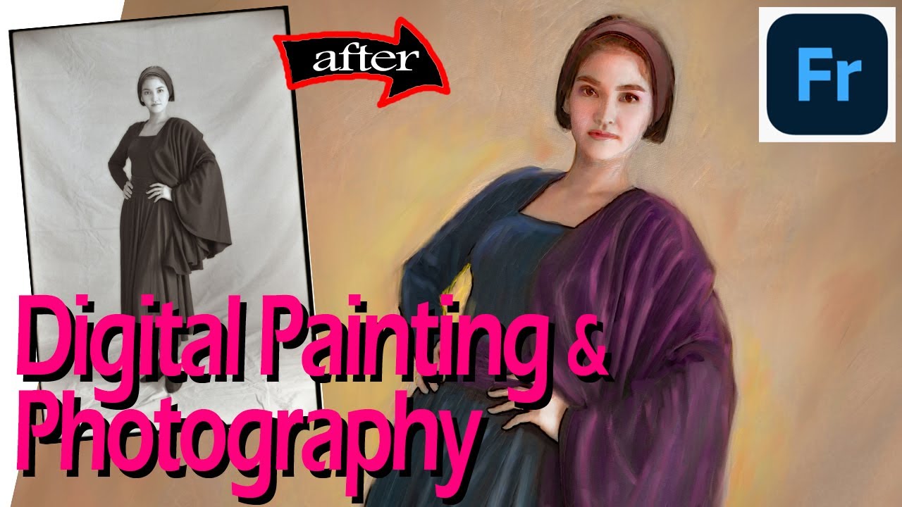 Digital Painting with Adobe Fresco. Colorize photograph and then create ...
