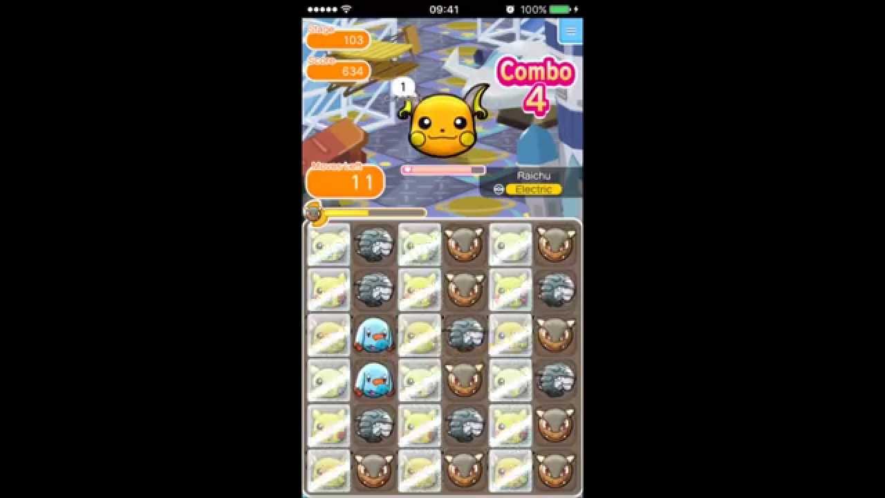 Pokemon Shuffle 103 (iOS) - Defeat Raichu within 1 minutes - YouTube
