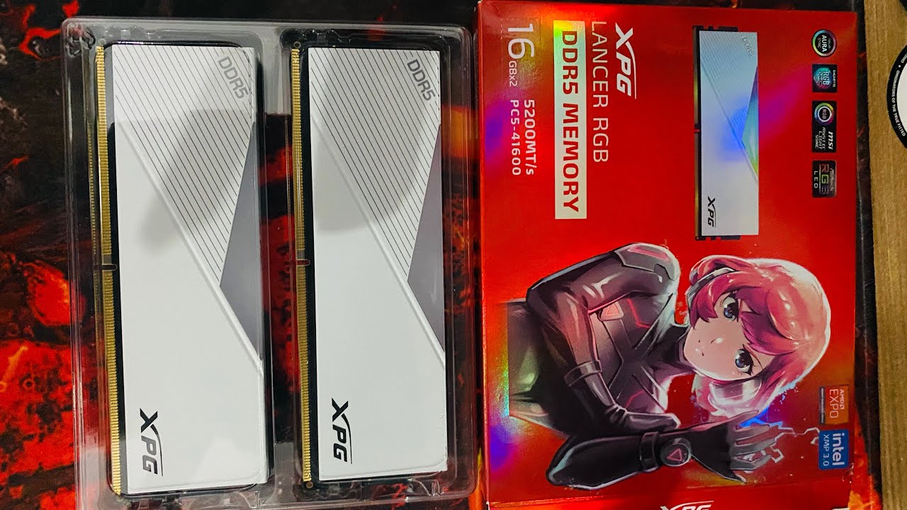 Memoria XPG DDR5 5200 MT s WHITE Lancer 16Gb X 2 RGB unboxing