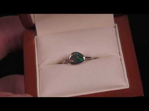Bright Boulder Opal - White Gold Rub-Over/Bezel Set Ring - YouTube