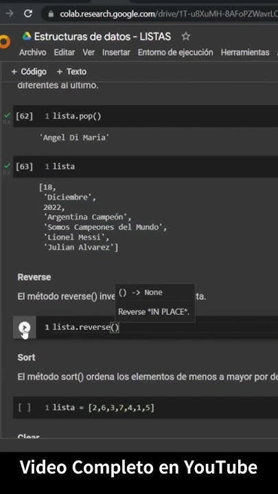 Listas y Arrays en Python | Programación | Método Reverse | Invertir elementos - YouTube