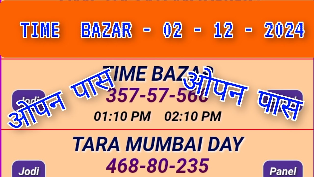 02 - 12 - 2024 - TIME BAZAR FIX JODI TODAY , TIME FIX OPEN TODAY TIME ...