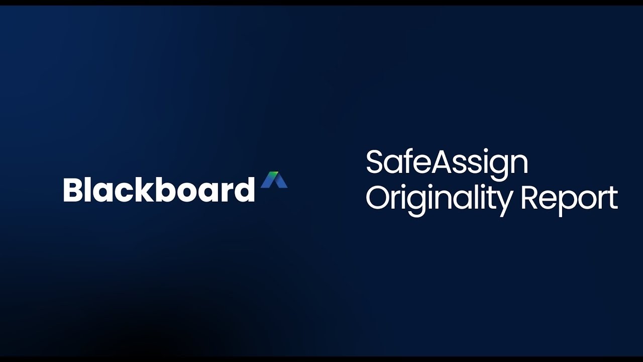 SafeAssign - Originality Report - Blackboard - YouTube