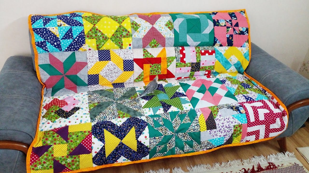 Amazing quilted blanket with scrap fabrics for winter | Easy sewing ...