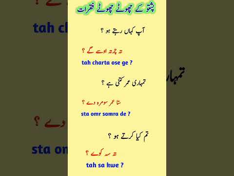 short pashto sentences || pashto language learning