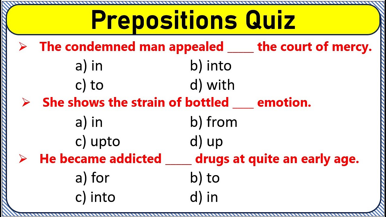 Prepositions Quiz | Grammar Quiz | Fixed Prepositions | English Grammar ...