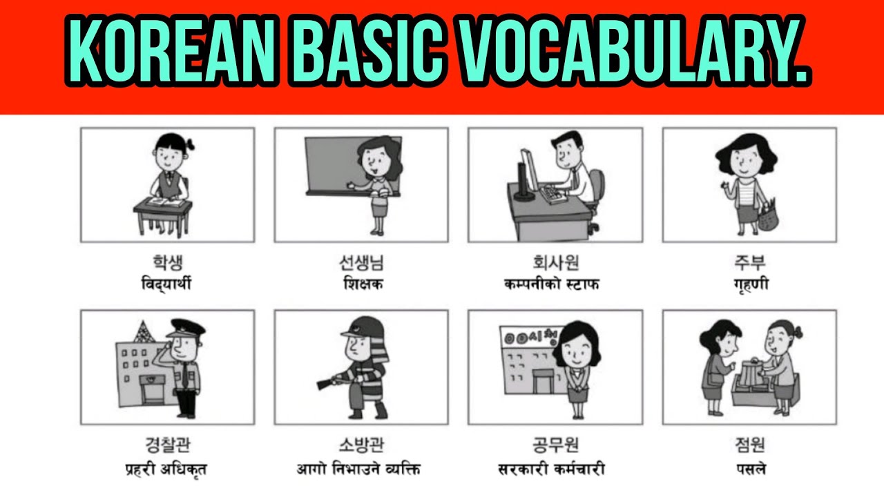 Korean language basic vocabulary || (Korean language meanings) [ eps ...
