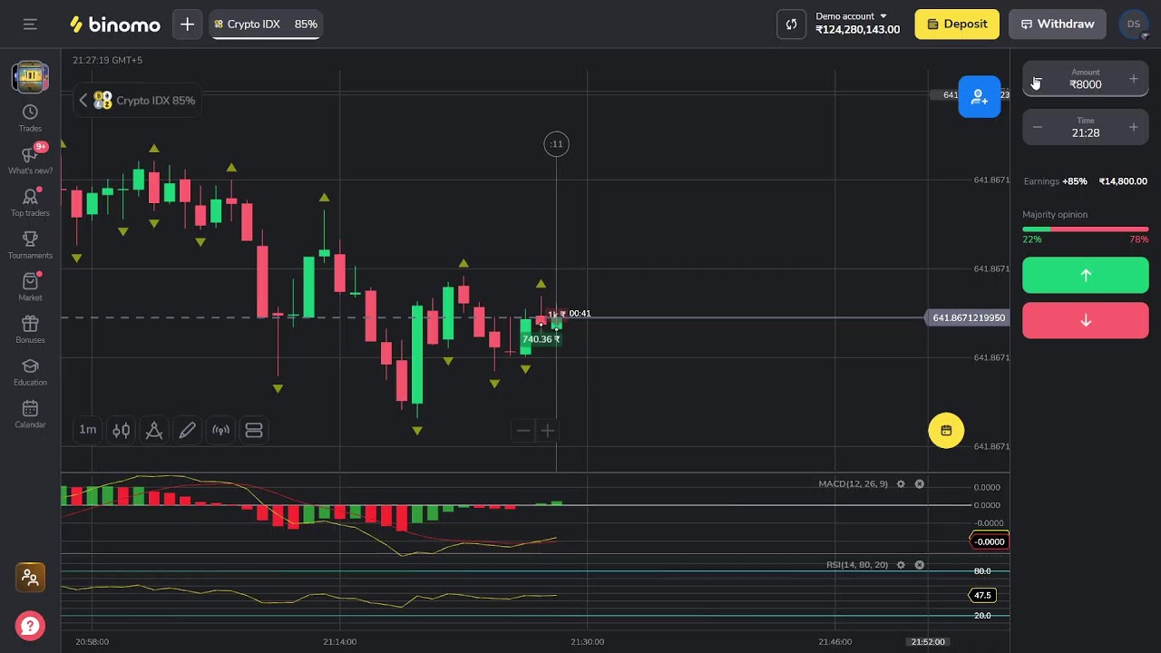 live binomo trading demo account grow - YouTube