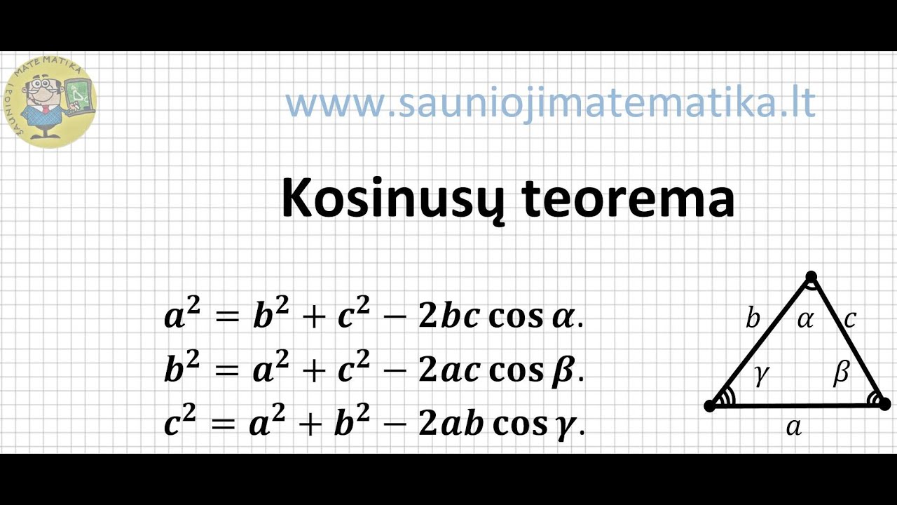 Kosinusų teorema su įrodymu net keliais būdais | Pateiktas pavyzdys ...