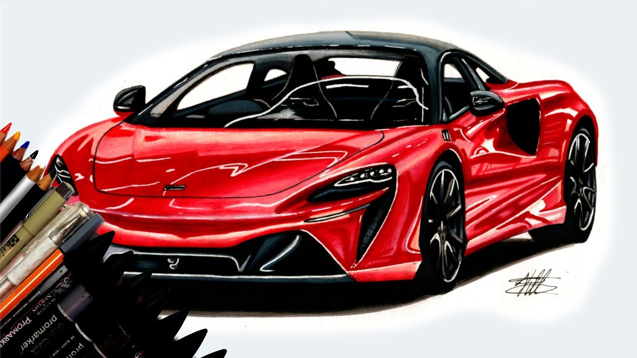 Realistic Car Drawing - McLaren Artura - Time Lapse - Drawing Ideas ...
