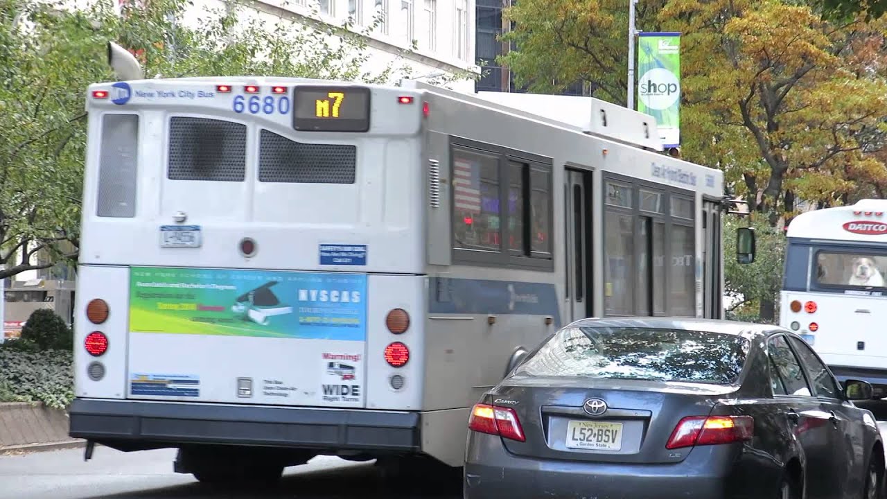 NYC Bus: 14 St Bound Orion VII 6680 M7 at Broadway/W 62 St - YouTube