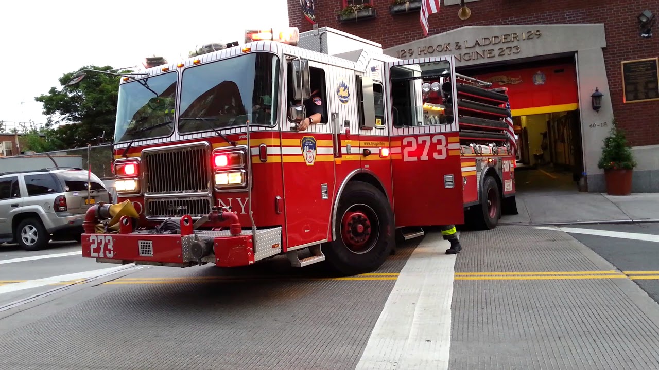 FDNY engine 273 responding from quarters - YouTube