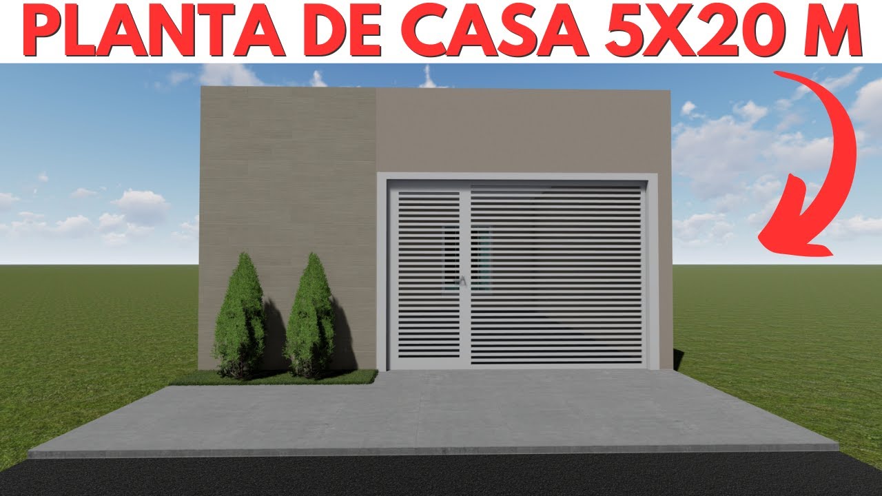PLANTA DE CASA 5x20 METROS COM 02 QUARTOS! SIMPLES, MODERNA E BARATA ...