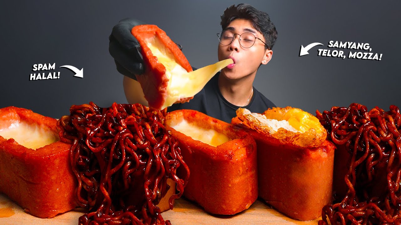 NGILER WOY!! MUKBANG SPAM BALOK HALAL TOPPING SAMYANG, MOZZARELLA ...