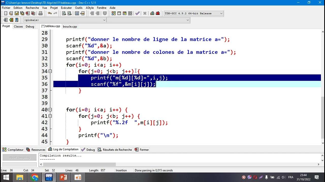24-cours Algorithmique et Structures de données1ère Année MI programmer les tableaux/matrice en ...