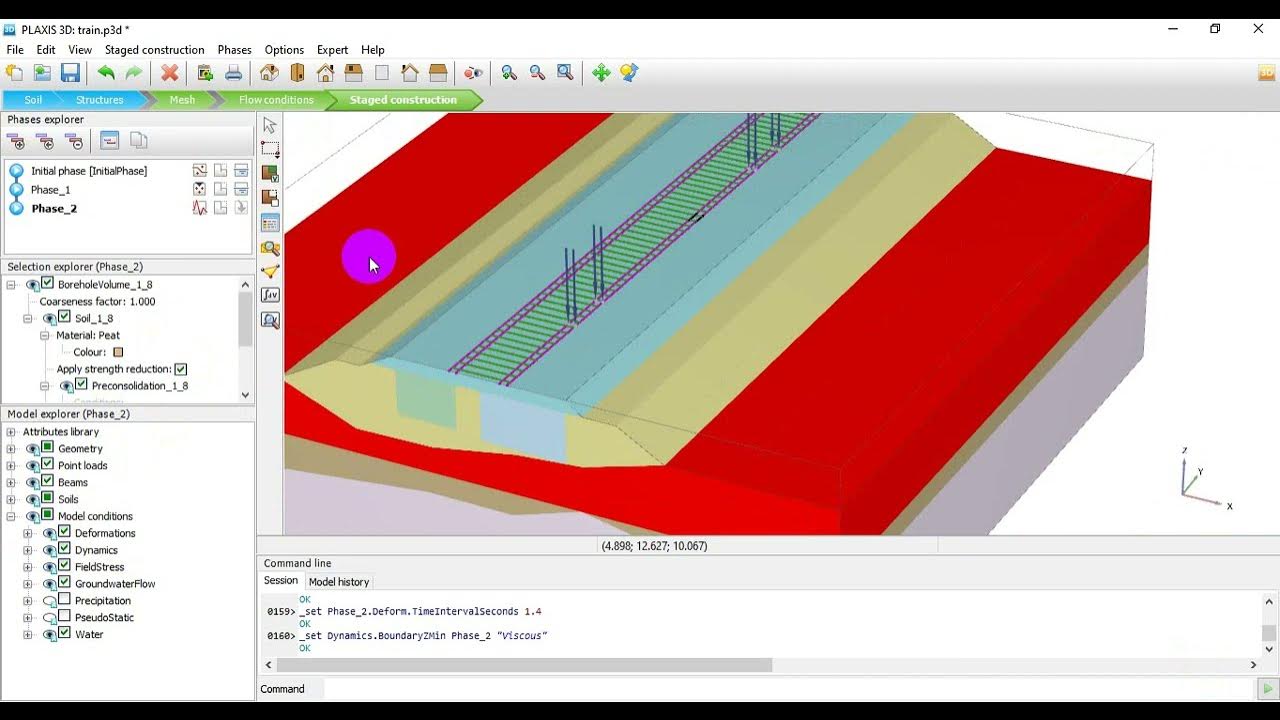 Train movement simulation using PLAXIS 3D - part 3 - YouTube