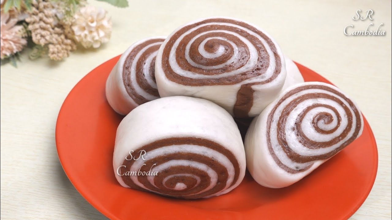 Chocolate Spiral Mantou/Two Tone Buns | របៀបធ្វើនំប៉ាវសូកូឡា - YouTube