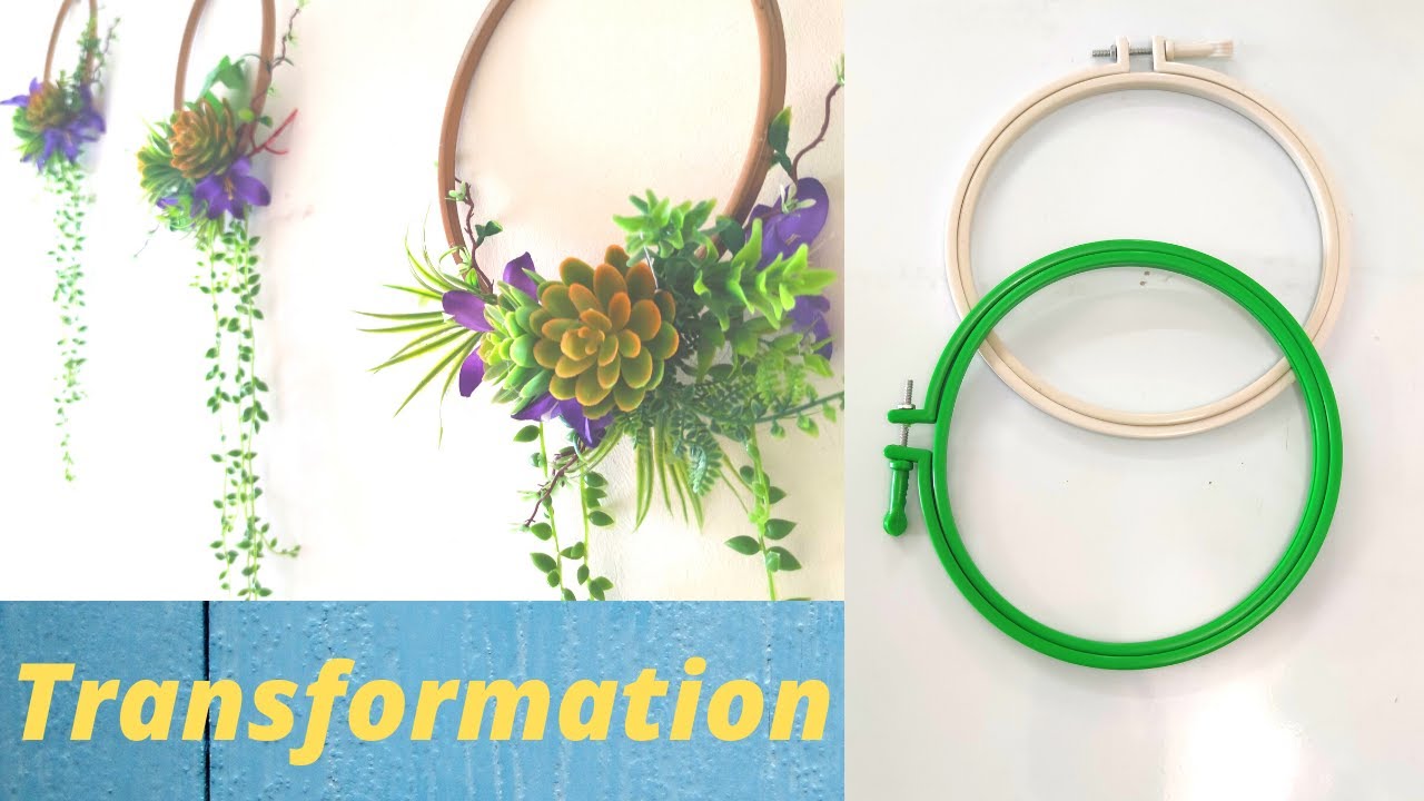 crafts using embroidery hoops || DIY Floral hoop wreath - YouTube