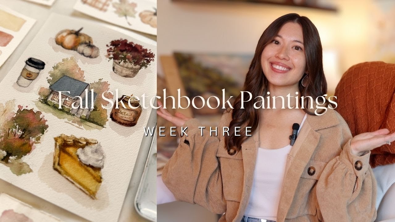 Week Three of painting fall items in my sketchbook - YouTube