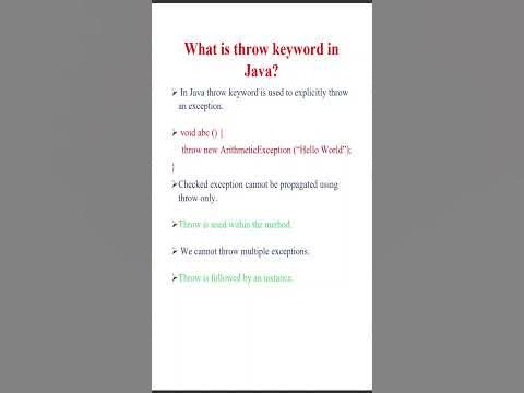 What is throw keyword in Java? - YouTube