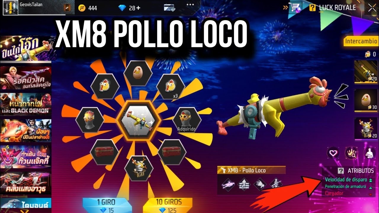 Llega a free fire la nueva XM8 POLLO LOCO - INTENTO SACAR GRATIS 😱 - YouTube