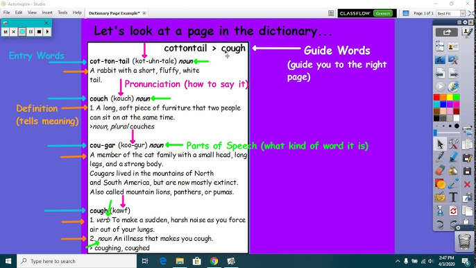 Dictionary Page Guide Words