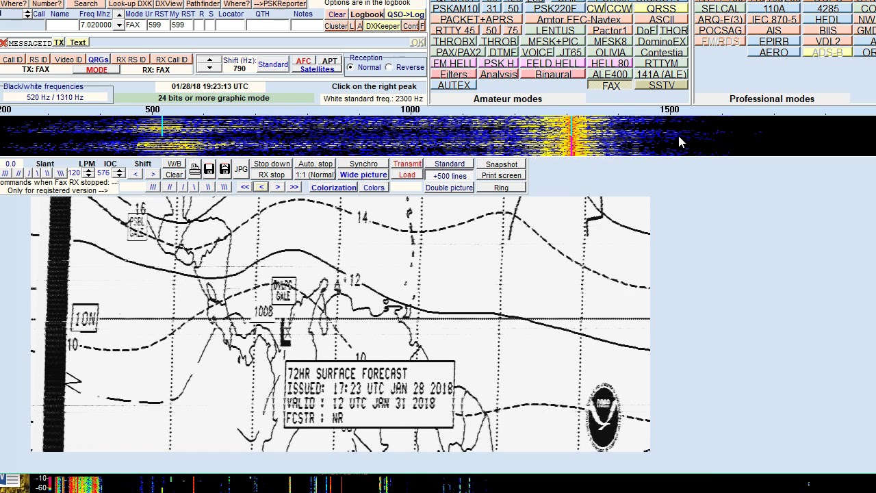 8503 KHZ USB WEFAX Decode with MultiPSK - YouTube
