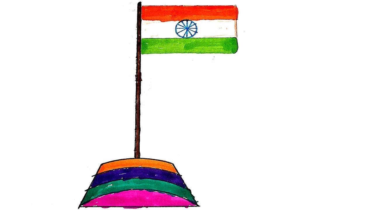 How to Draw the Indian Flag | Easy Step-by-Step Tutorial for Kids - YouTube