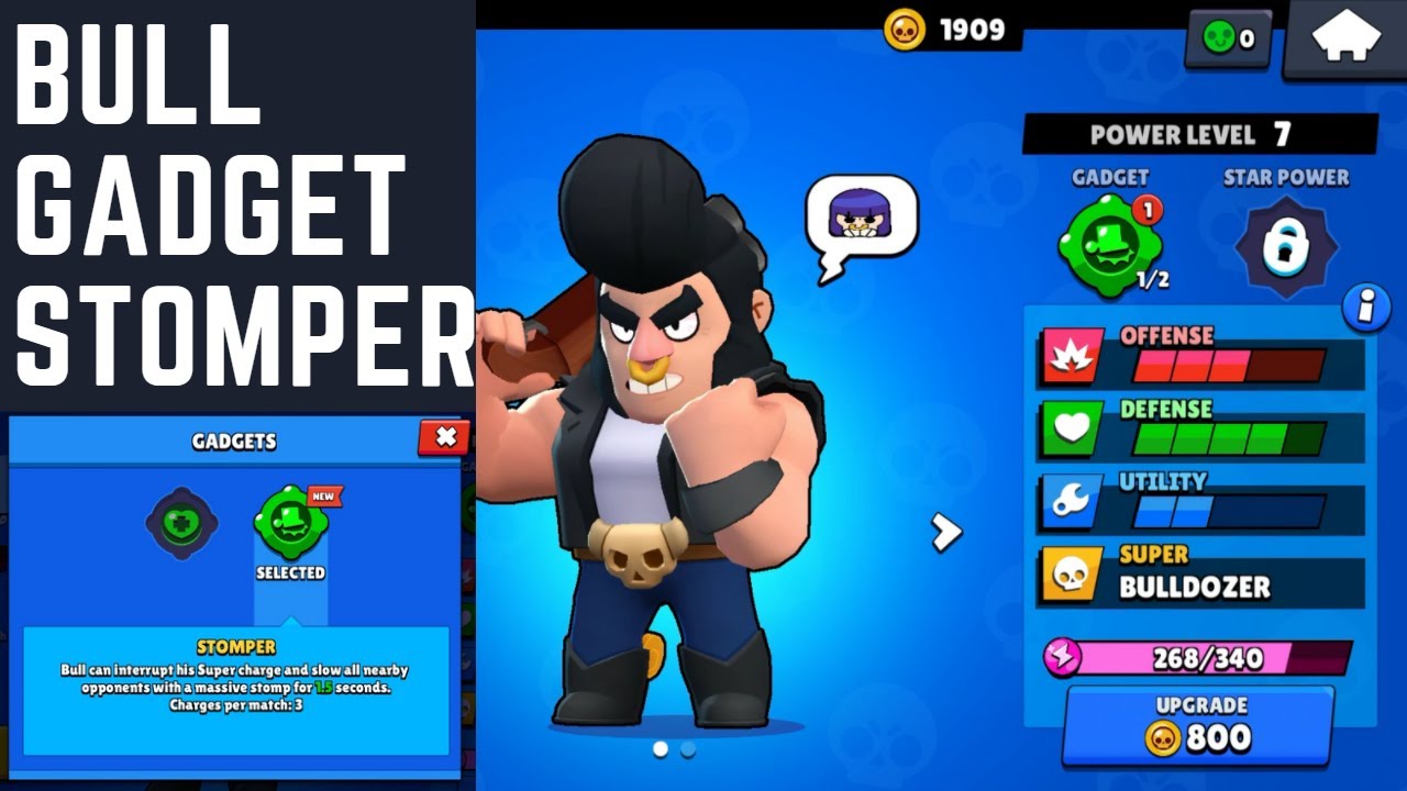 Brawl Stars Gameplay Walkthrough Bull Gadget Stomper - YouTube