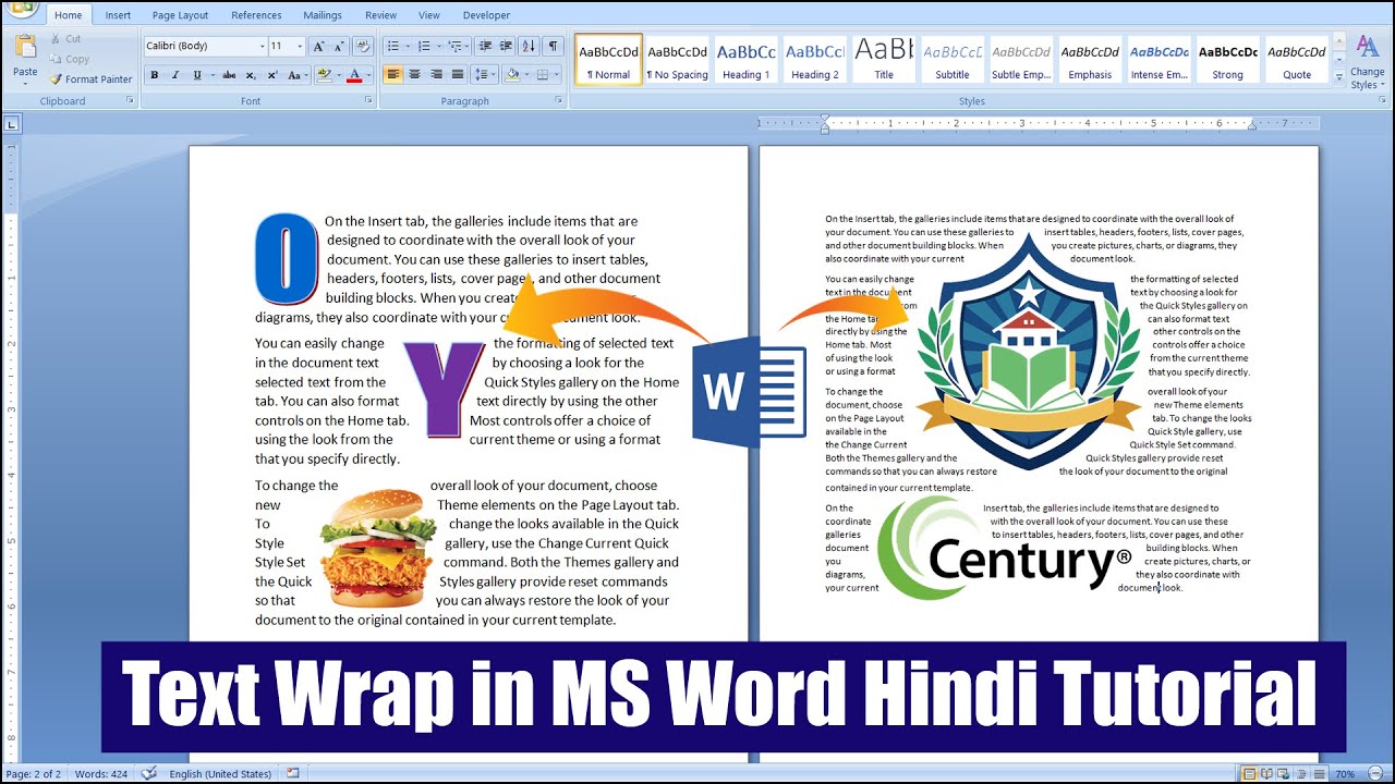 Text Wrap in MS Word Hindi Tutorial | Text Wrapping in MS Word - YouTube