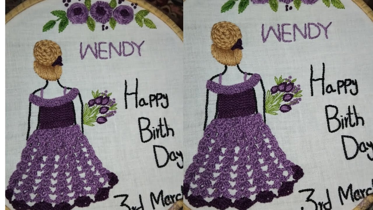 HBD embroidery tutorial#embroiderypatterns#embroiderydesigns# ...