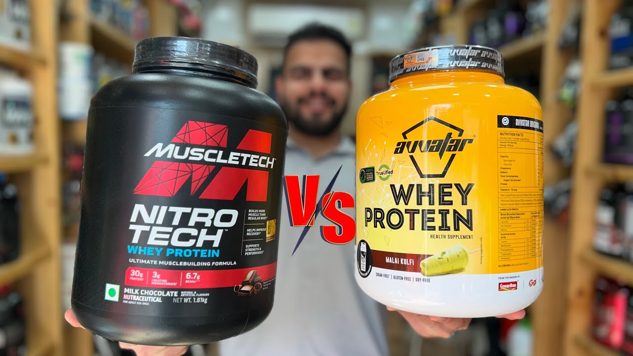 muscletech-nitrotech-vs-avvatar-whey-protein-konsa-kare-choose-dono